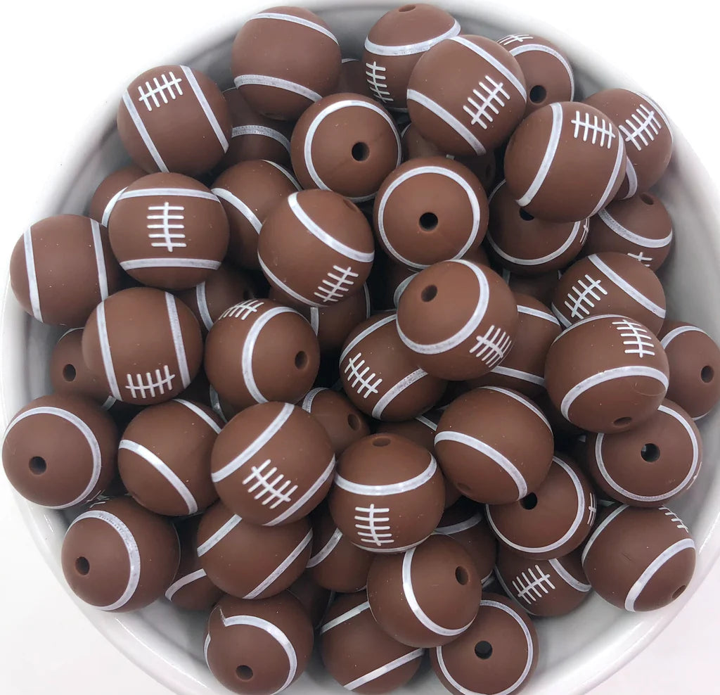 15mm Football Printed Silicone Beads – Focal Bead Shop