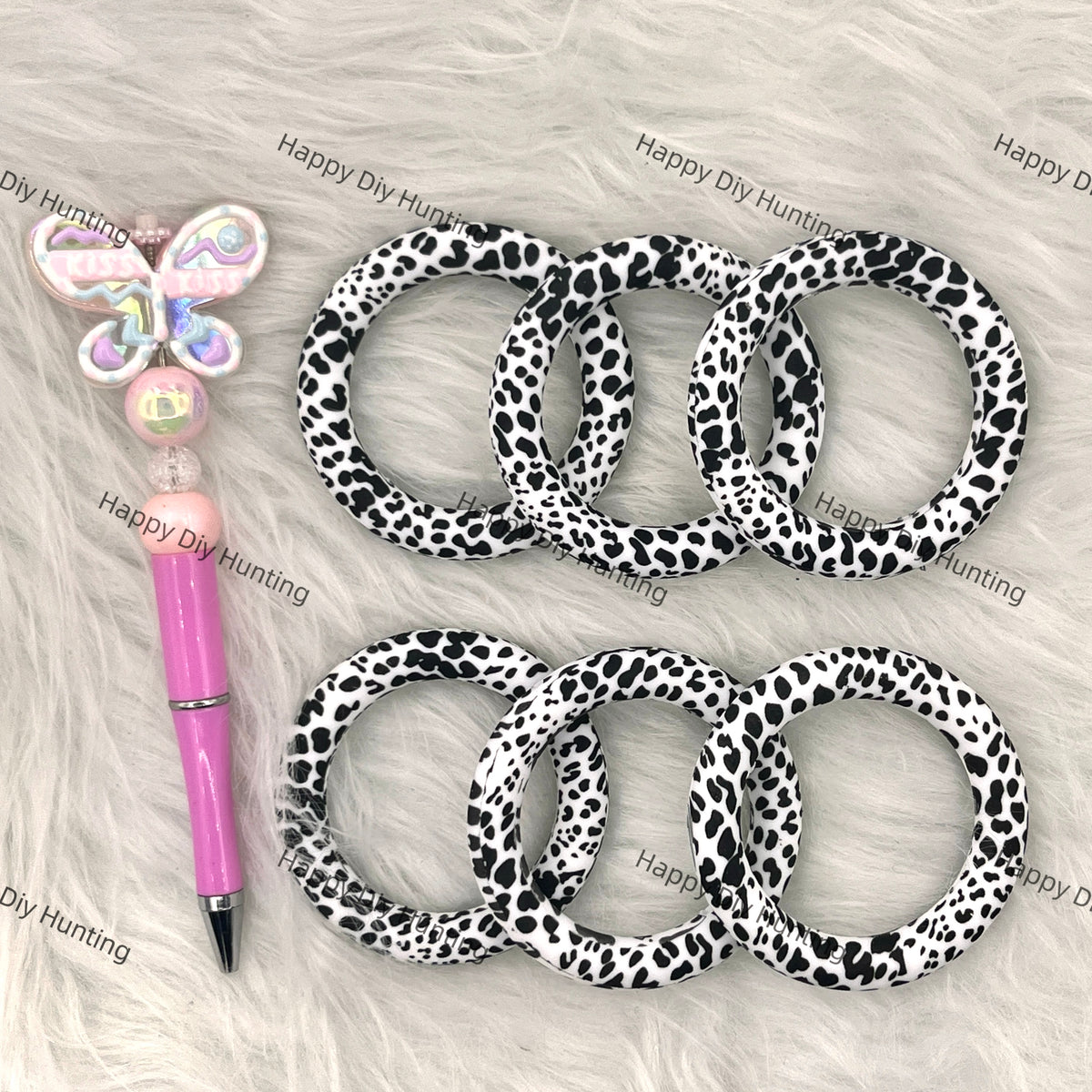Black And White Beadable Silicone Ring Car Hanger Charm Loop – Happy ...