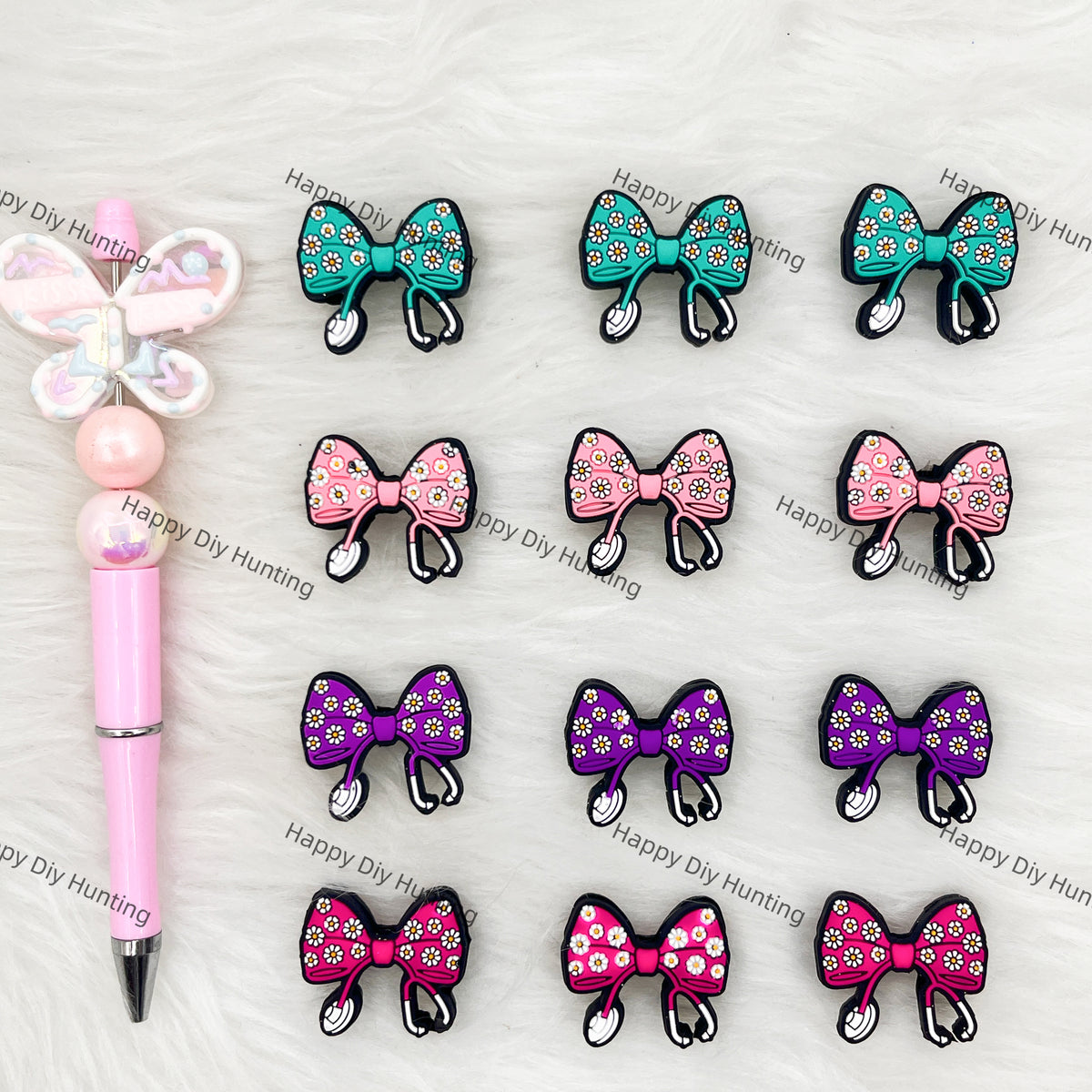 Bowknot With Flowers And Doctor's Receiver Silicone Focal Beads Wholes ...