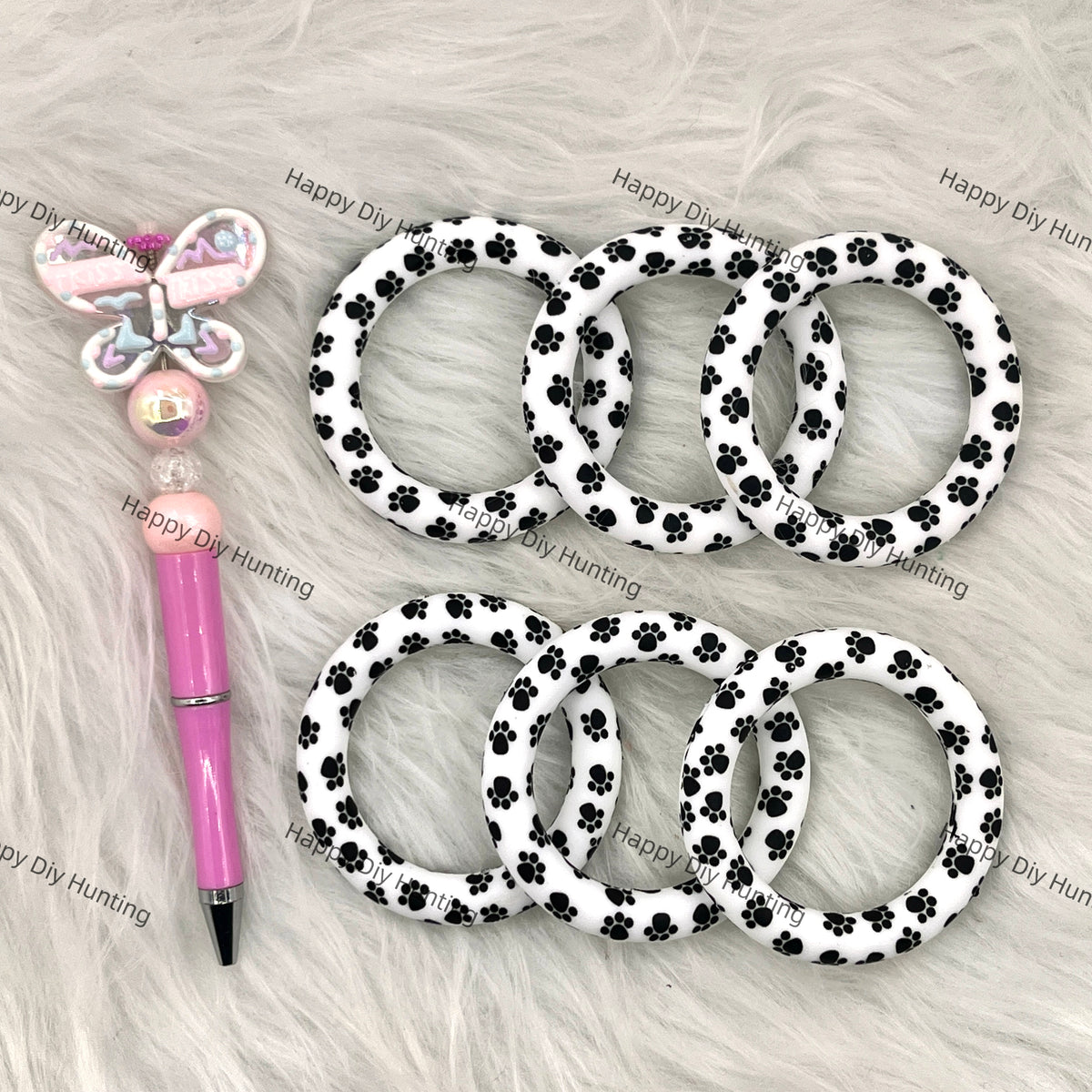 Dog's paw Beadable Silicone Ring Car Hanger Charm Loop – Focal Bead Shop