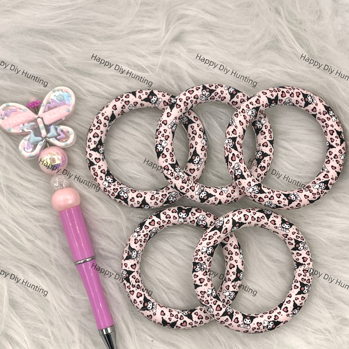 Kuromi Beadable Silicone Ring Car Hanger Charm Loop – Happy diy hunting