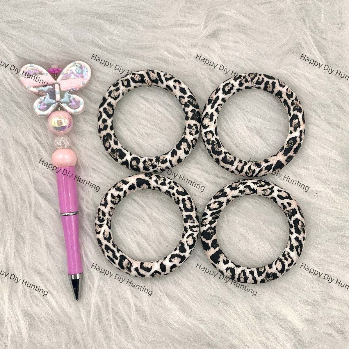 Leopard Print Beadable Silicone Ring Car Hanger Charm Loop – Happy diy ...