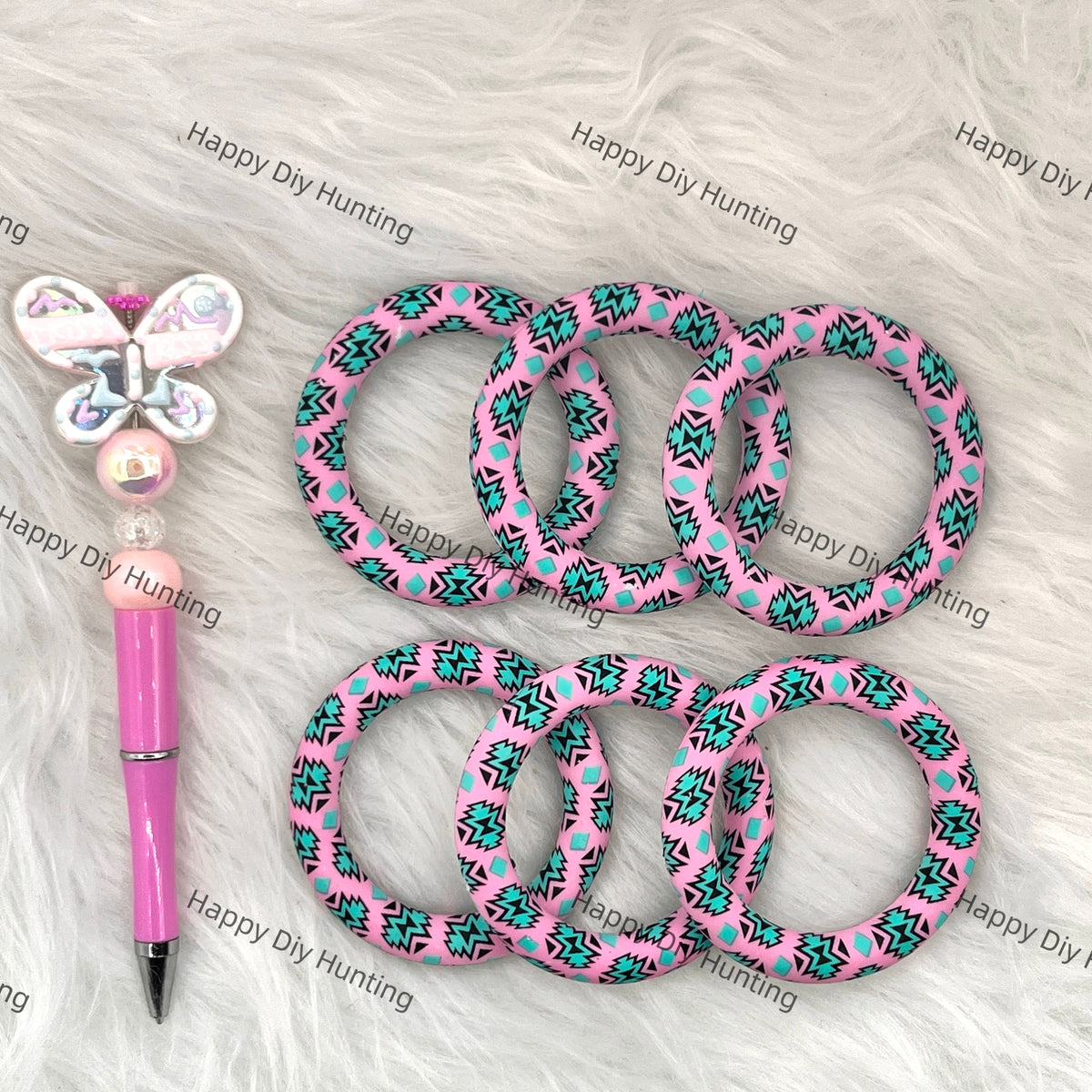 Pink And Green Beadable Silicone Ring Car Hanger Charm Loop – Happy diy ...