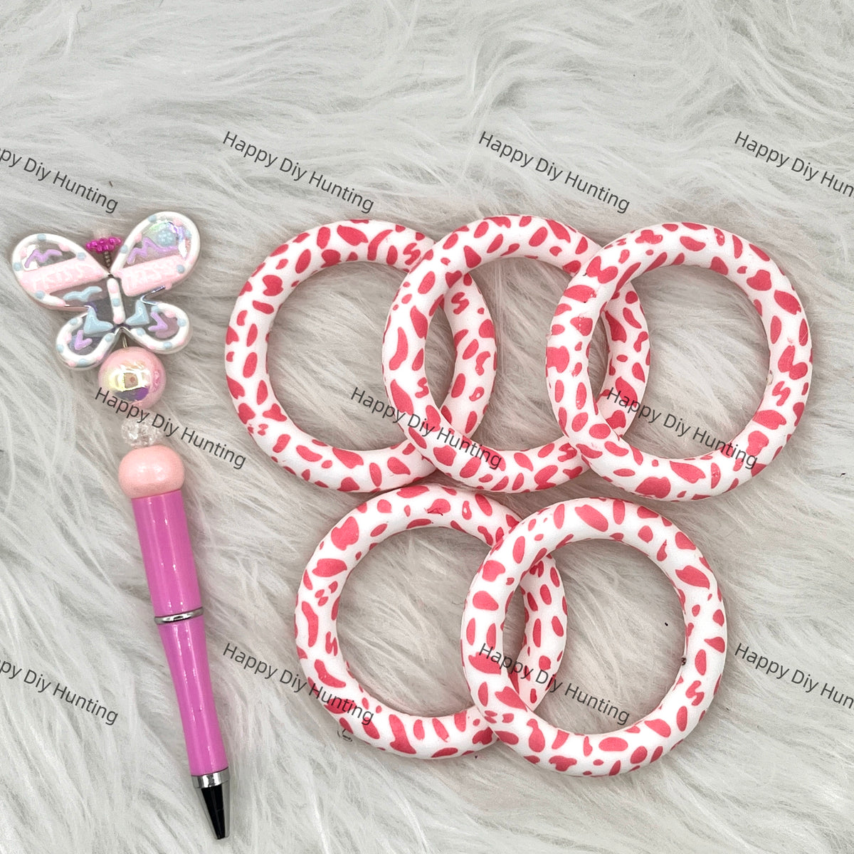 Pink And White Beadable Silicone Ring Car Hanger Charm Loop – Happy diy ...
