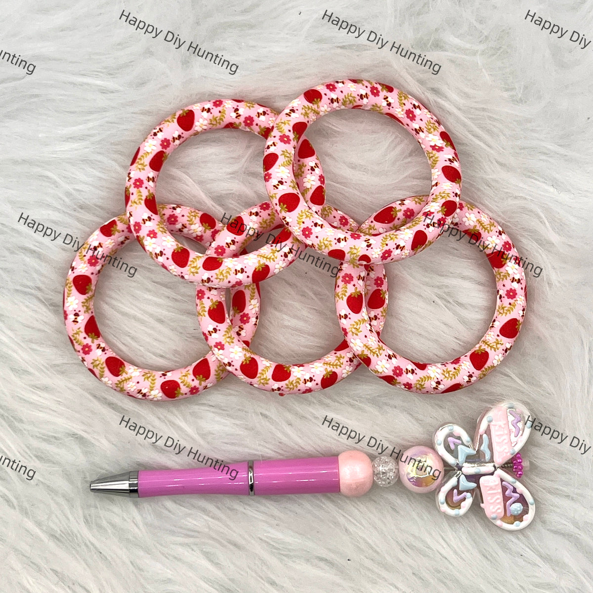 Pink Beadable Silicone Ring Car Hanger Charm Loop – Happy diy hunting