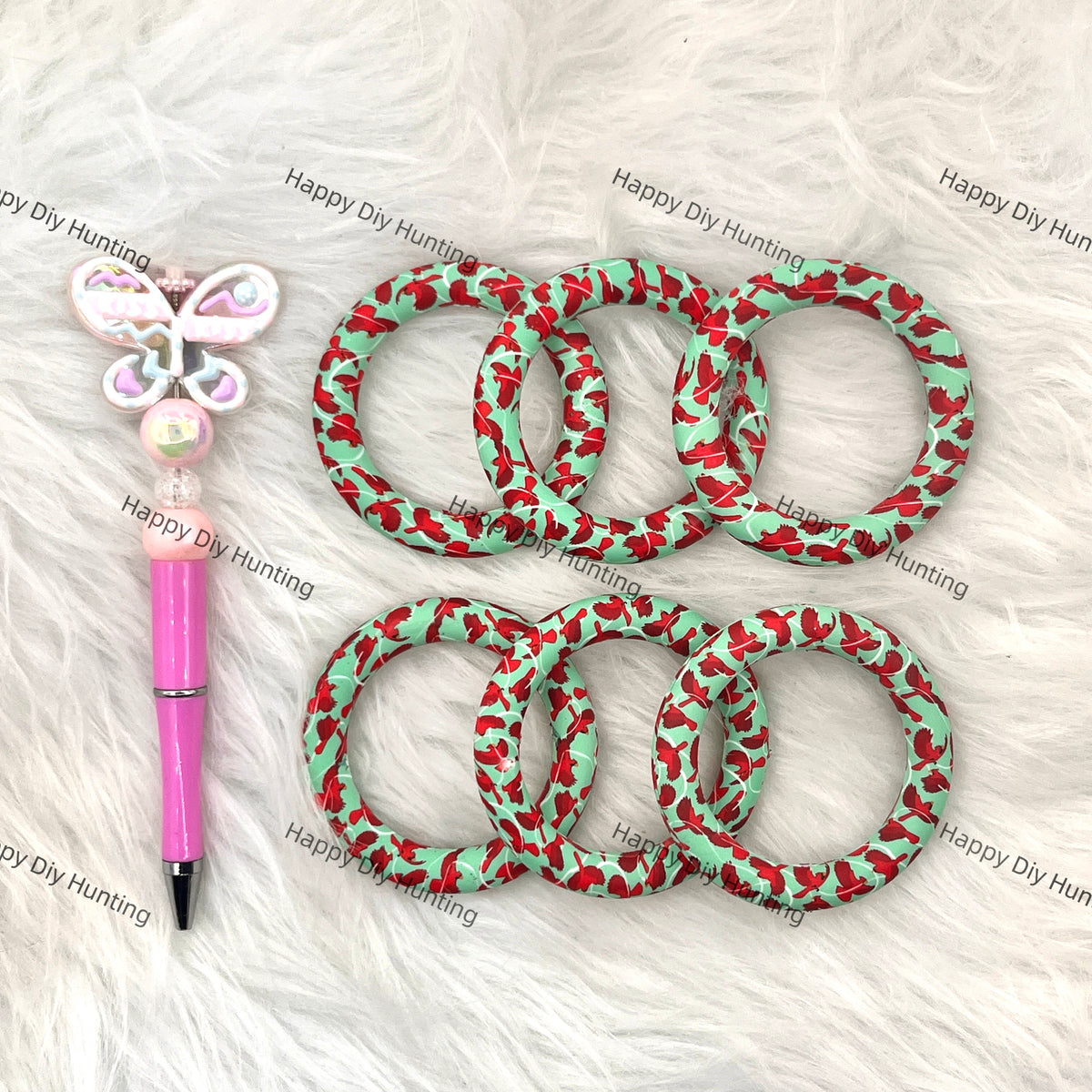 Red And Green Beadable Silicone Ring Car Hanger Charm Loop – Happy diy ...